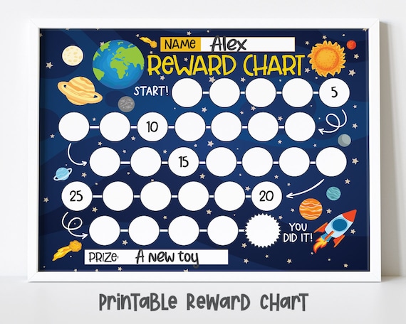 Space Reward Chart for Kids Simple Kids Reward Chart Galaxy - Etsy