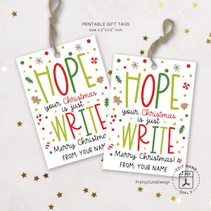 School Supplies Holiday Gift Tags, Hope Your Christmas is Just WRITE ...