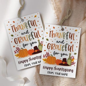 Thanksgiving Gift Tags Printable, Thankful Grateful for You, Fall Thank ...