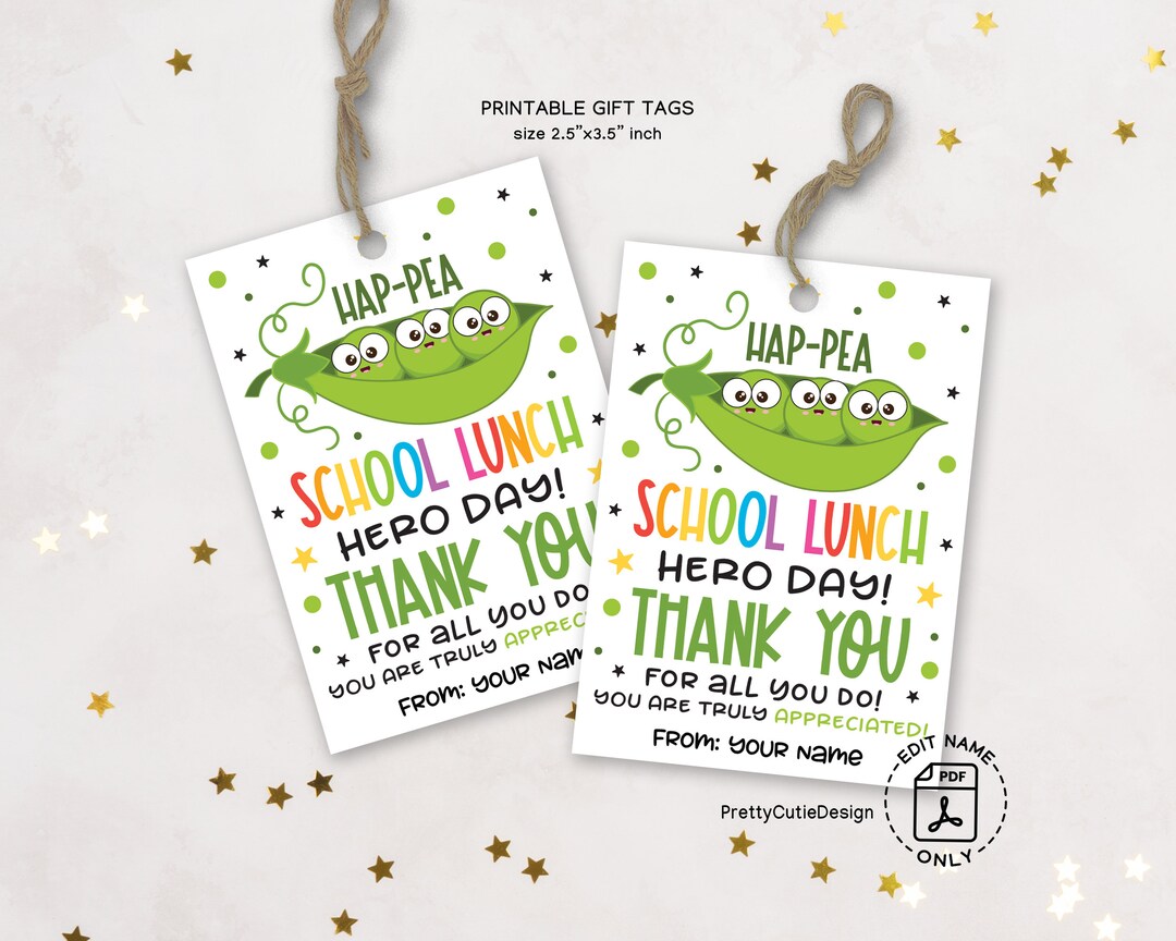 School Lunch Hero Day Gift Tag Printable, School Lunch Hero Card, Thank ...