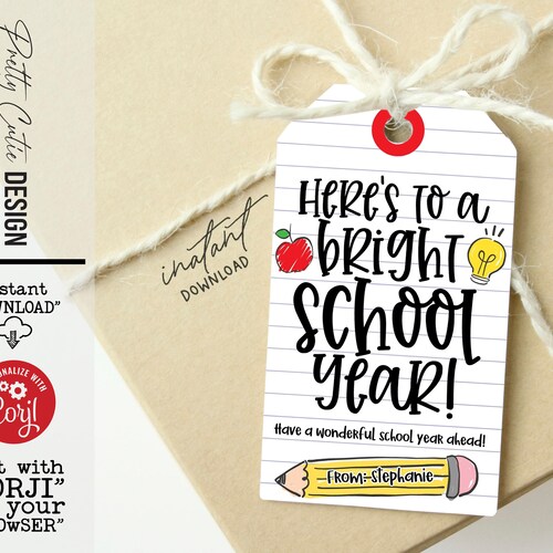 EDITABLE Here's to a Bright School Year Tag Back to - Etsy