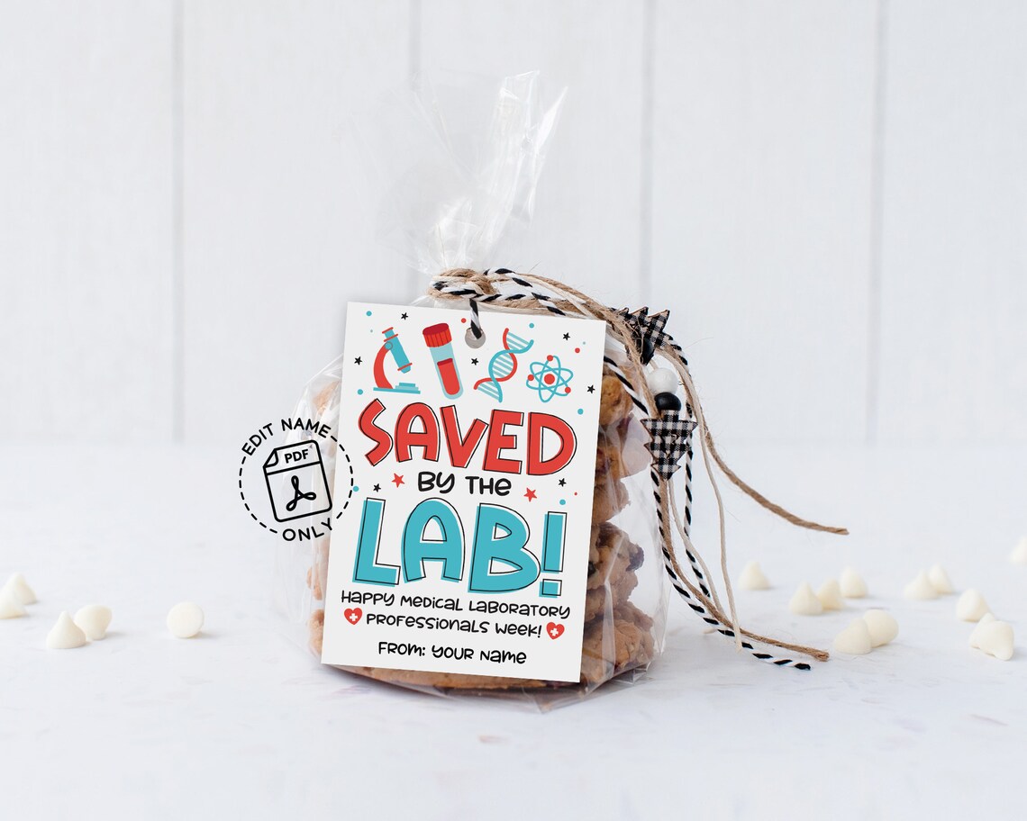 Saved by the Lab Gift Tag Printable, Lab Week Gift Tags, Medical Lab ...