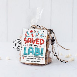 Saved by the Lab Gift Tag Printable, Lab Week Gift Tags, Medical Lab ...