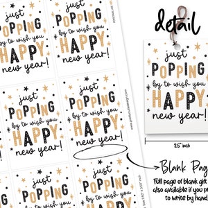 Happy New Year Gift Tag Printable, Popping by to Wish You Happy New ...