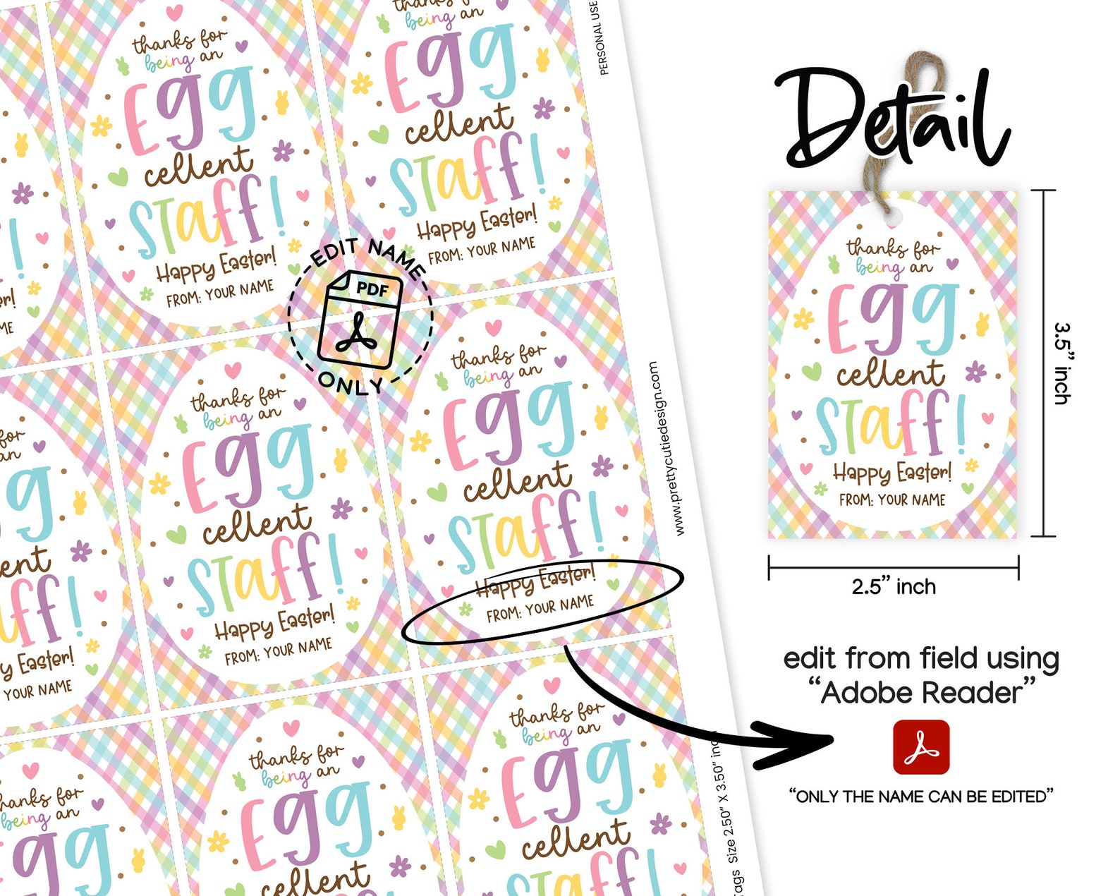 Easter Gift Tag Printable, Eggcellent Staff Gift Tag, Easter Staff ...