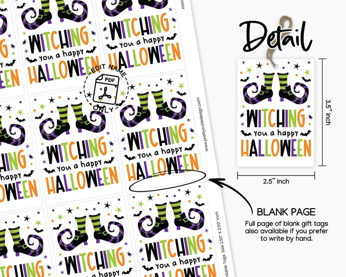 Witch Legs Halloween Gift Tags, Spooky Favor Labels (PDF Pattern) - Etsy
