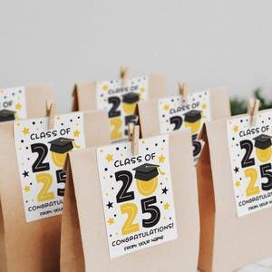 Class of 2025 Graduation Gift Tags Printable, Congrats Grad Favor Tags ...