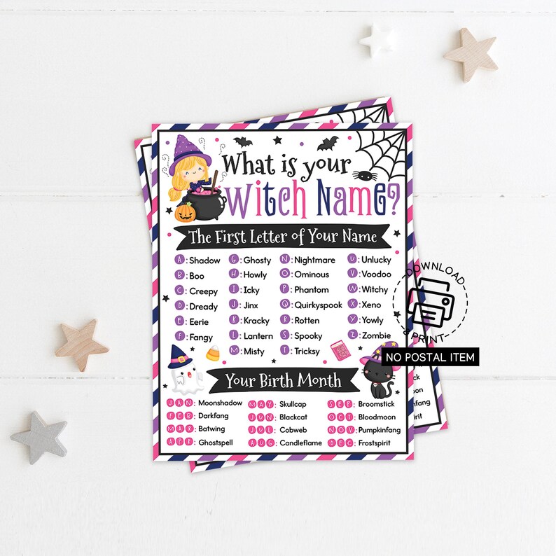 Halloween Witch Name Game Printable: Party Activity, Includes Name ...