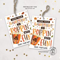 Thanksgiving Gift Tags Printable, Custom Thankful School Kids Treat Bag ...