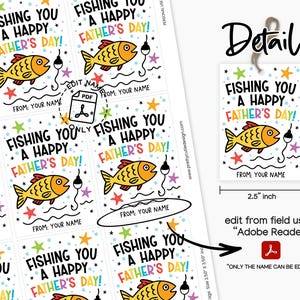 Father's Day Gift Tags Printable, Fishing You a Happy Father’s Day Tag ...