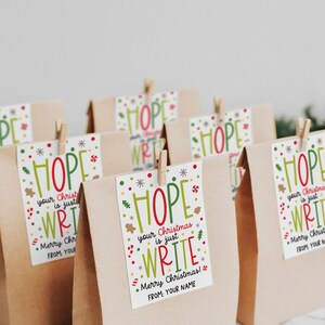 School Supplies Holiday Gift Tags, Hope Your Christmas is Just WRITE ...