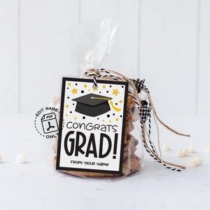Congrats Grad Gift Tag Printable, Graduation Party Favor Tag for Senior ...