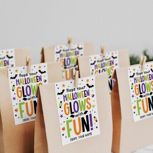 Glow Stick Halloween Gift Tags, Kids Trick or Treat (digital Download ...