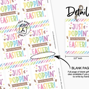 Teacher Easter Printable Gift Tags, Kids Easter Pop It Tags, School ...