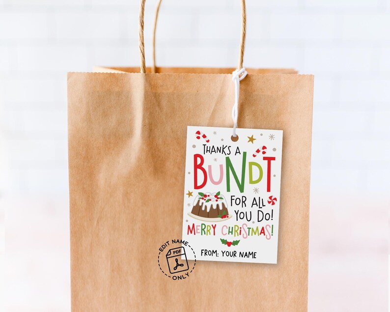 Christmas Bundt Cake Gift Tags Printable, Employee Appreciation ...