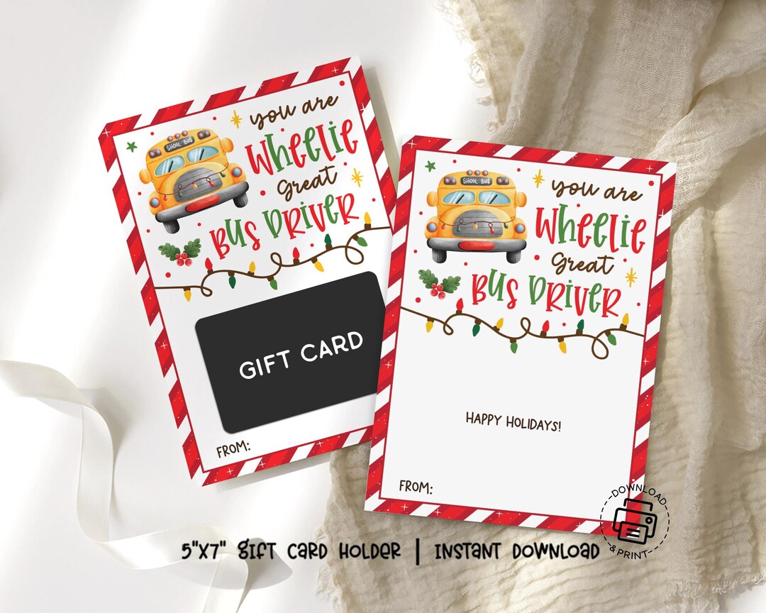 School Bus Driver Gift Card Holder, Bus Driver Gift Card Printable, You ...