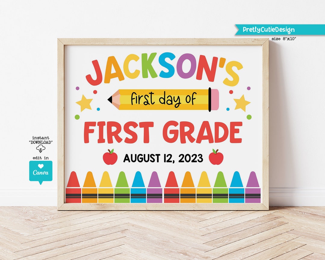Editable First Day of 1st Gard Sign Template, Personalized Back to ...
