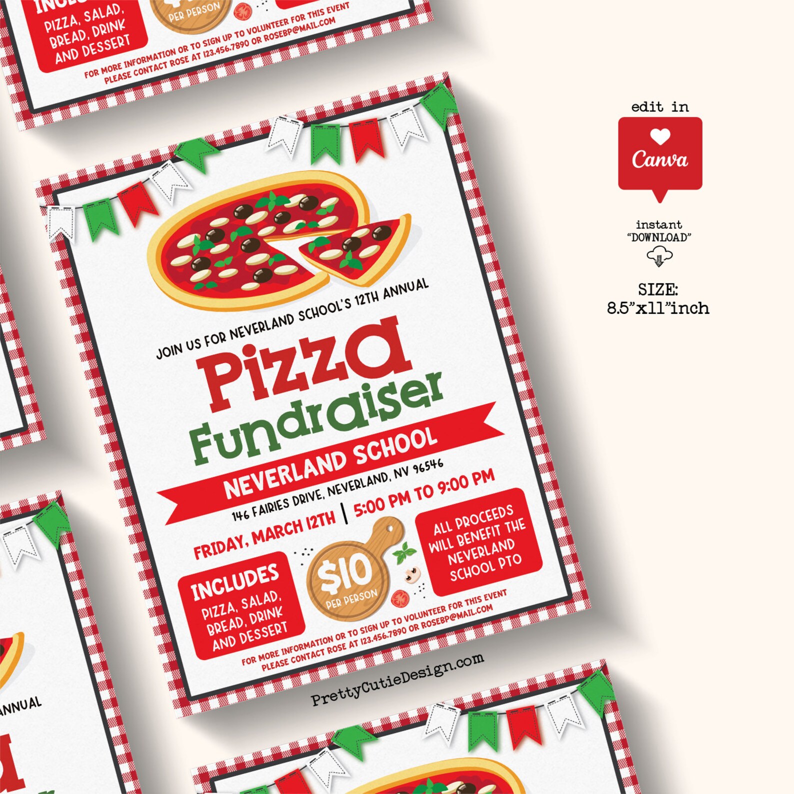 Pizza Fundraiser Flyer Template, Printable School Pizza Night ...