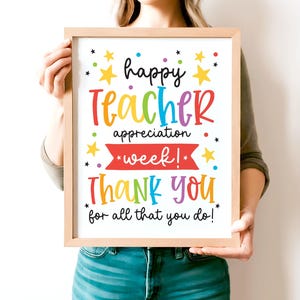 Happy Teacher Appreciation Week Sign Printable, Thank You Teacher ...