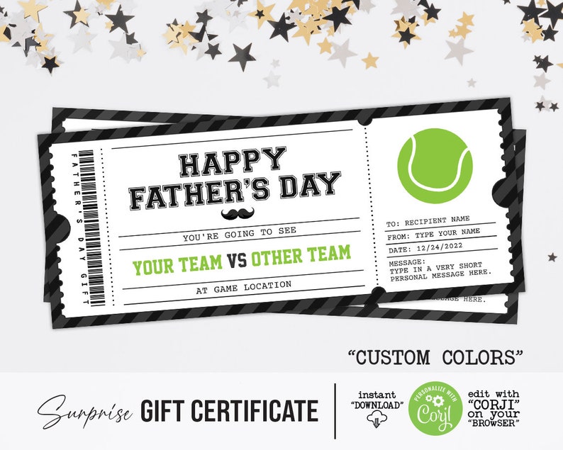 Father's Day Tennis Game Ticket Gift Voucher Custom - Etsy