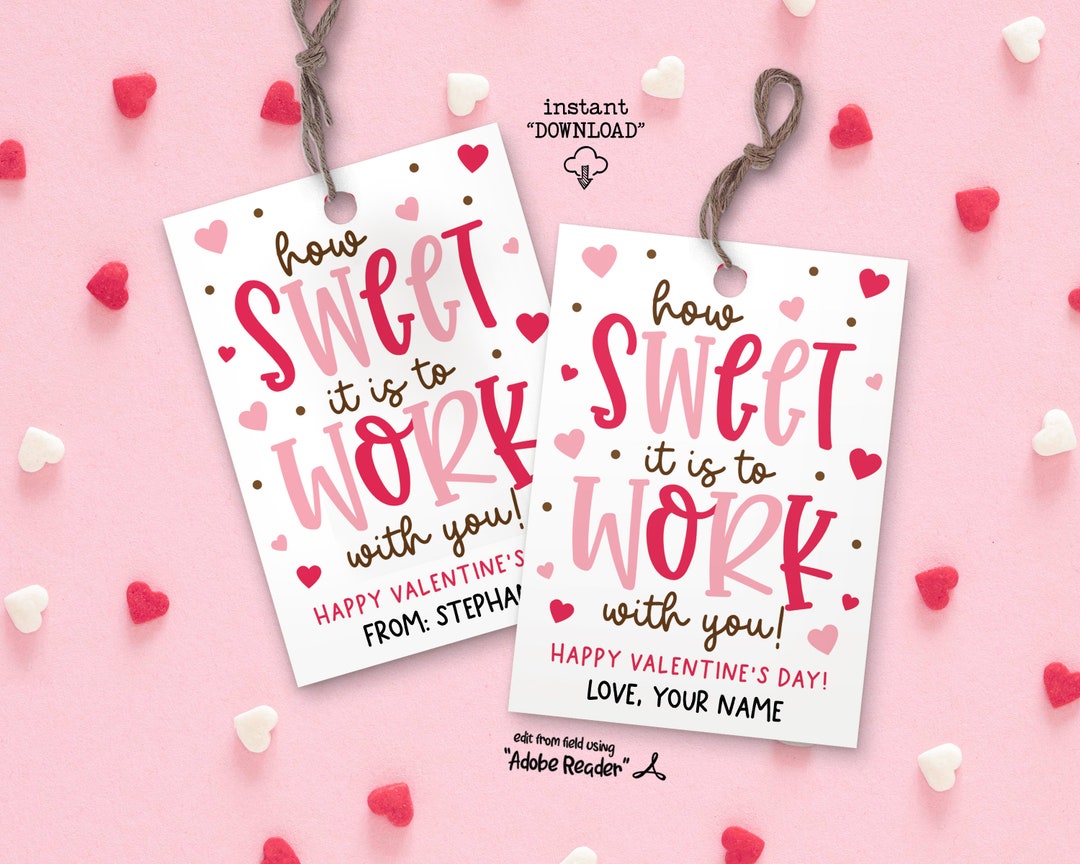How Sweet is It to Work With You Valentines Day Tags, Coworker ...