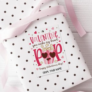 Popcorn Valentines Day Gift Tags, Valentine You Make My Heart Pop ...