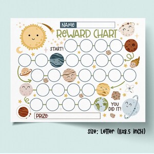 Space Reward Chart Printable: Kids Chore Tracker, Behavior Chart, Solar ...