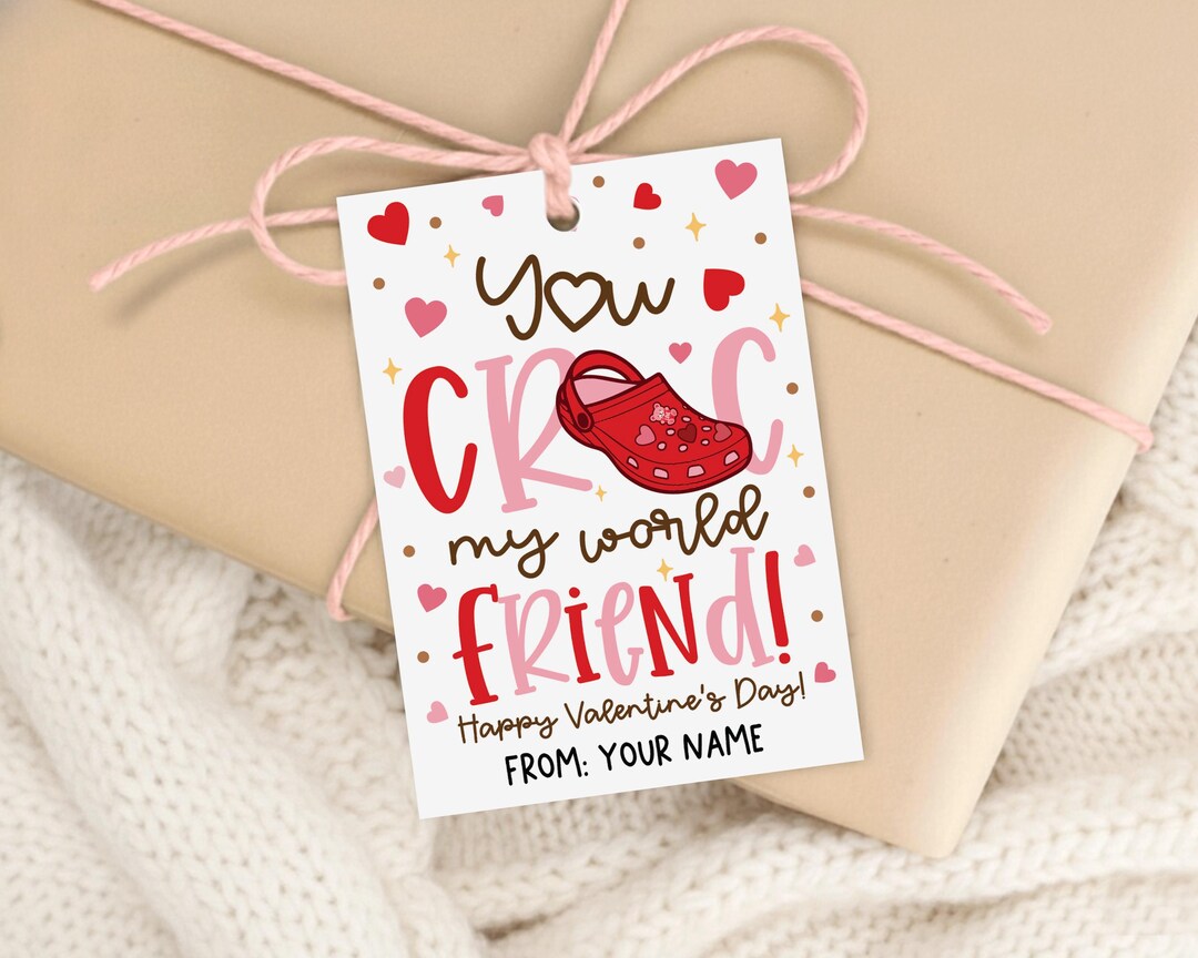 Valentine Gift Tag Printable, You Crocs My World, Treat Bag Label ...