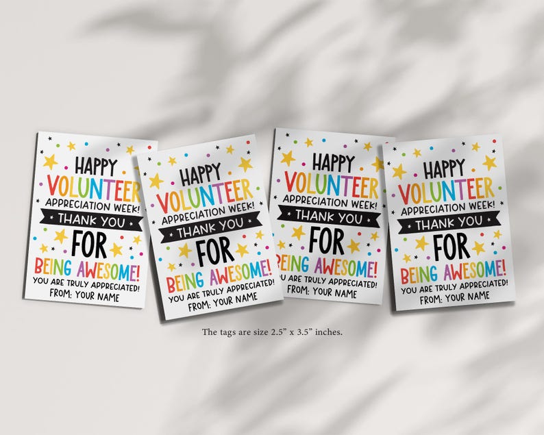 Volunteer Appreciation Gift Tags Printable, National School Volunteer ...