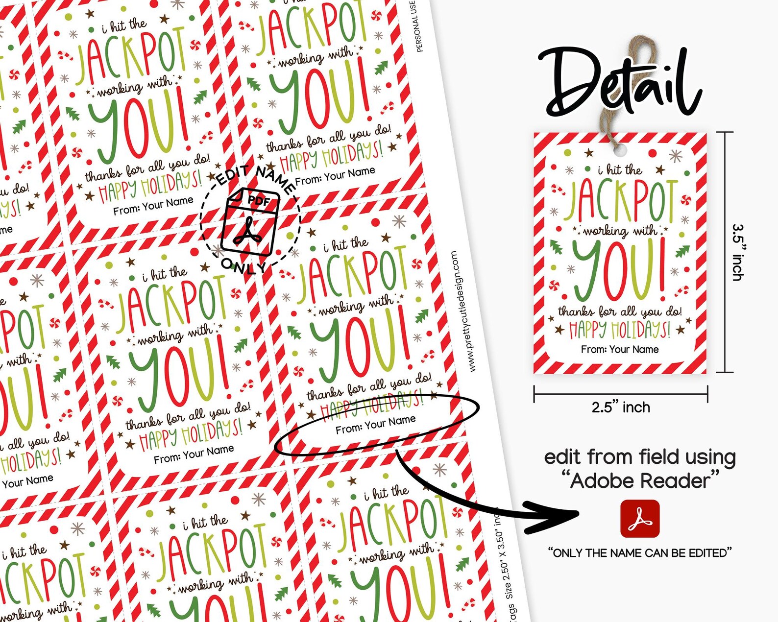 Christmas Lotto Gift Tags Printable, Jackpot Working With You, Employee ...