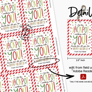 Christmas Lotto Gift Tags Printable, I Hit the Jackpot Working With You ...
