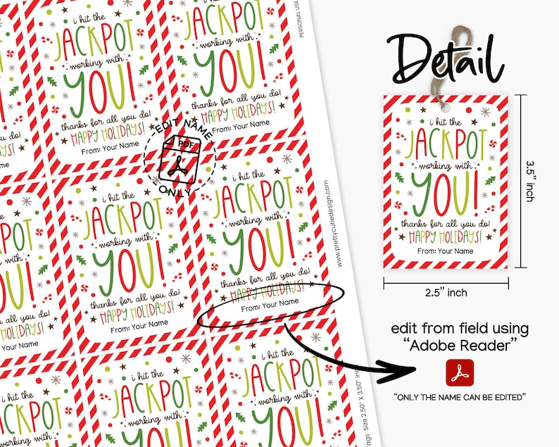 Christmas Lotto Gift Tags Printable, Jackpot Working With You, Employee ...