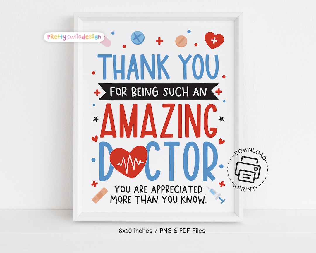Doctor's Office Sign Printable, Thank You Doctor Poster, Happy Doctor's ...