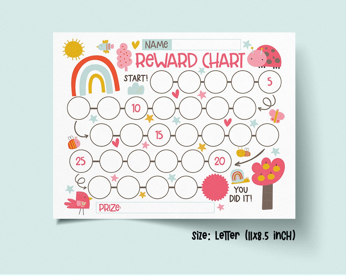 Rainbow Garden Reward Chart for Kids Simple Kids Reward | Etsy Canada