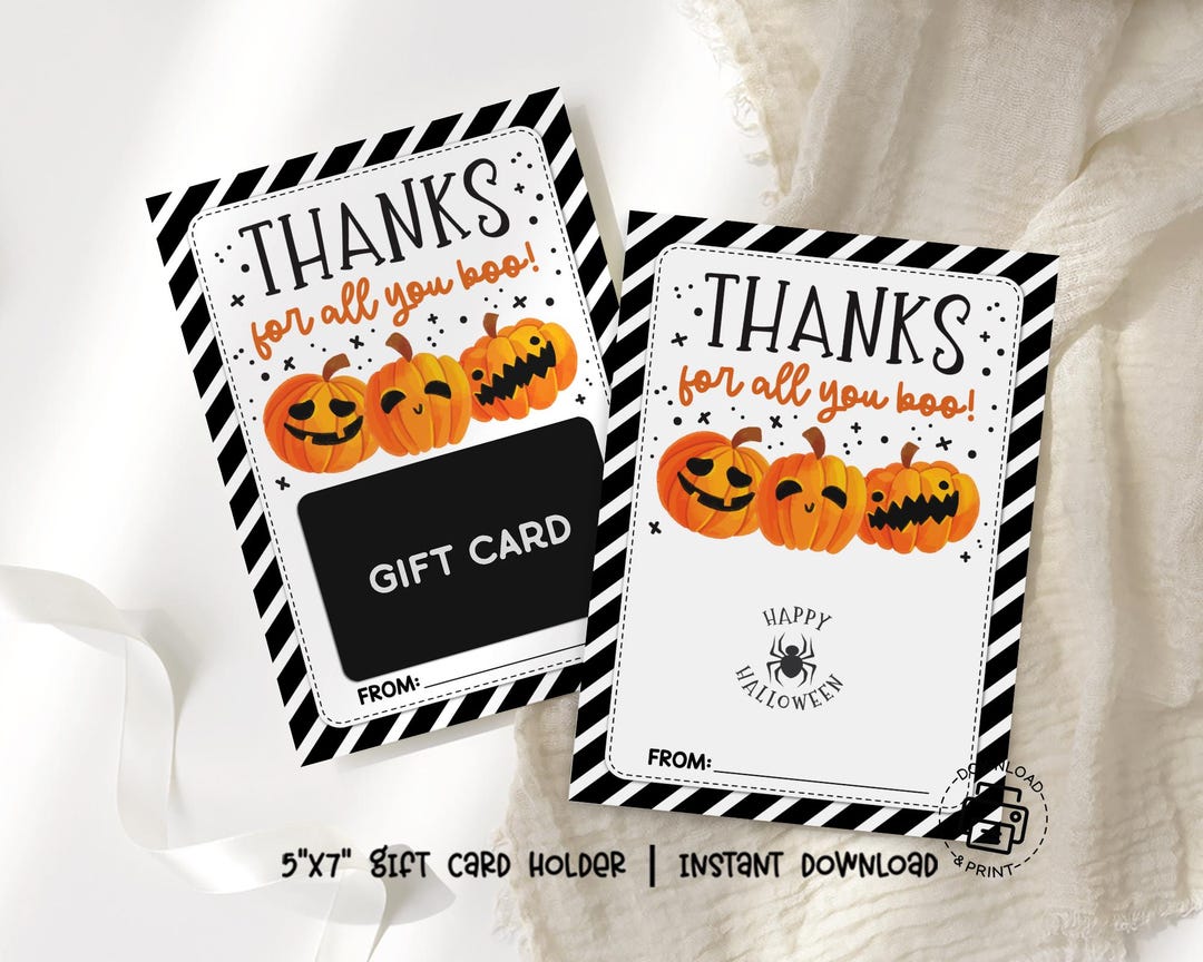 Halloween Gift Card Holder Printable, Teacher Gift Card Holder, Staff ...