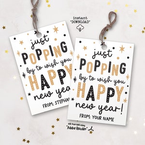 Happy New Year Gift Tag Printable, Popping by to Wish You Happy New ...