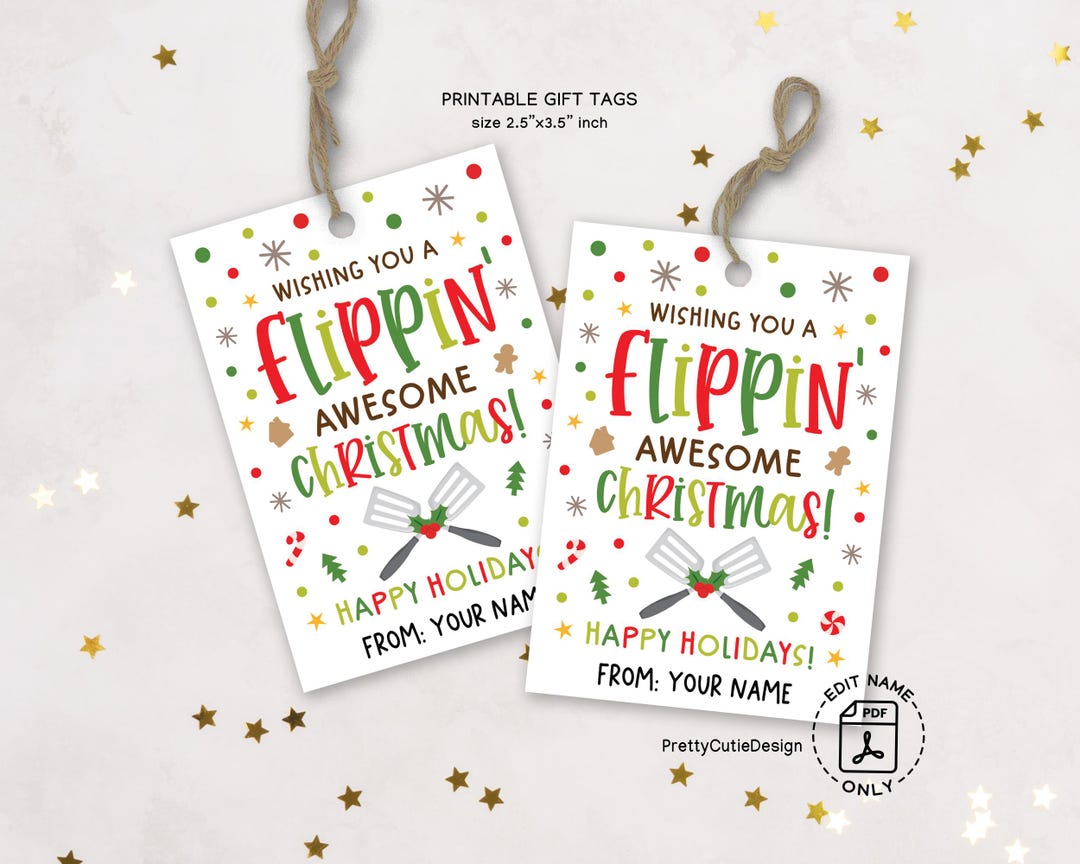 Wishing You a Flippin' Awesome Christmas Gift Tags, Happy Holidays ...