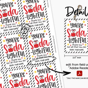 Soda-lightful Teacher Appreciation Gift Tags (digital Download) - Etsy