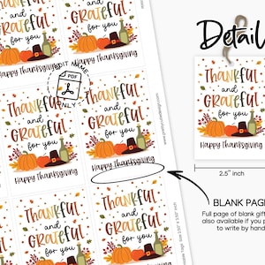 Thanksgiving Gift Tags Printable, Thankful Grateful for You, Fall Thank ...