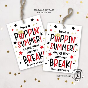 Poppin’ Summer Gift Tags, Last Day of School Printable, Popcorn Theme ...