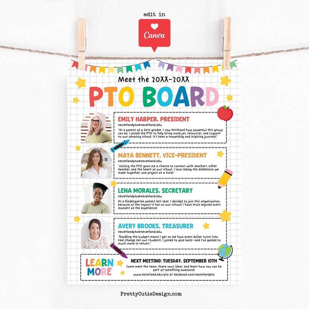 Editable Meet the PTO Board Flyer: Canva Template (8.5x11" Digital ...