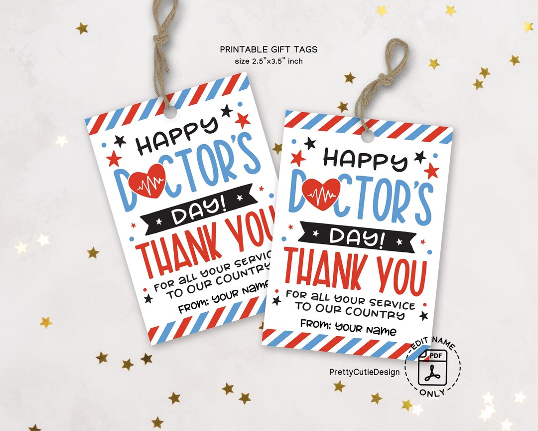Printable Doctor's Day Gift Tags Instant Download, Happy National ...