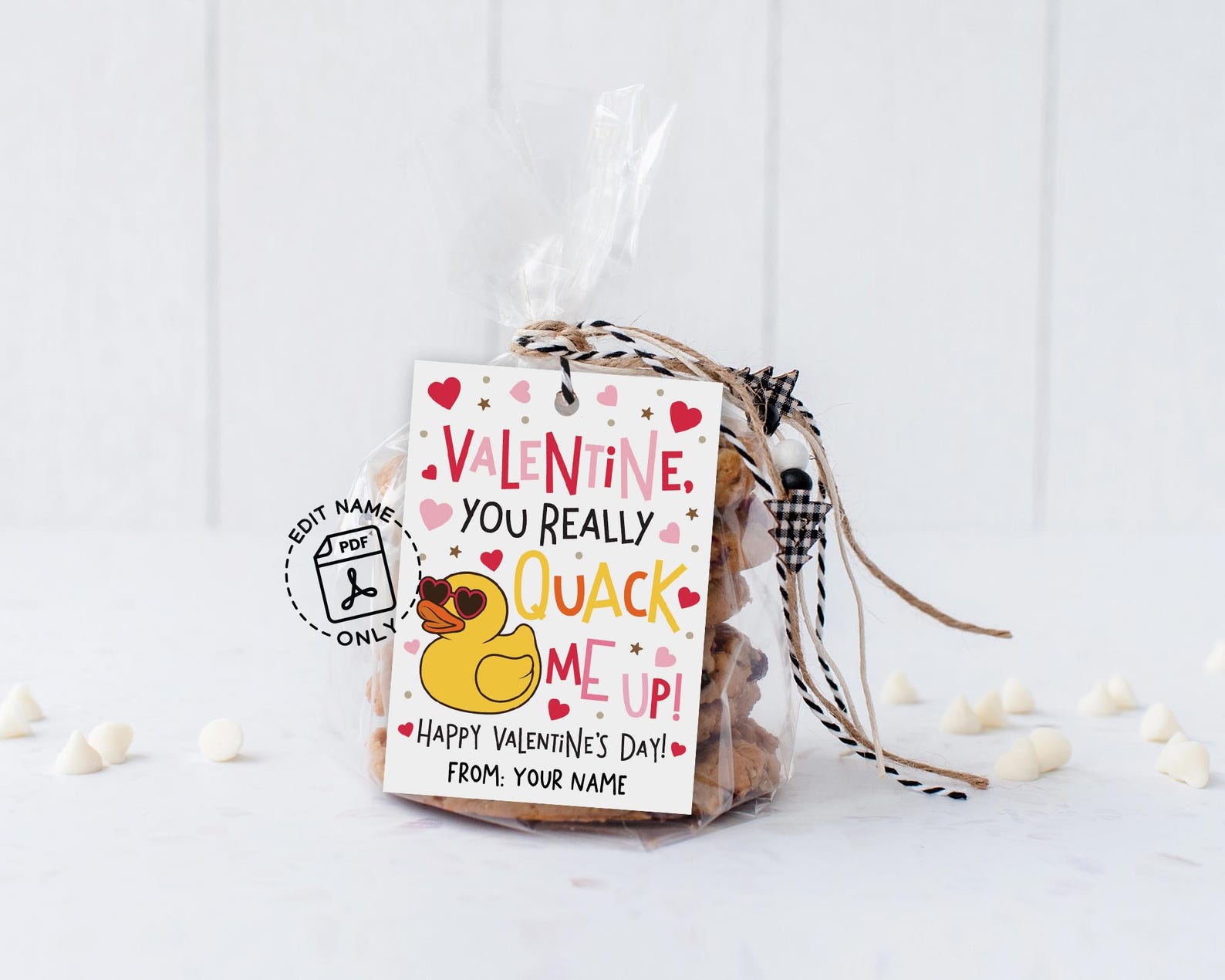 Rubber Duck Valentine's Day Gift Tags Printable, Kids Classroom Favor ...
