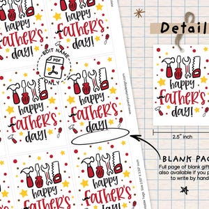 Father's Day Gift Tags Printable, Happy Father’s Day Tool Theme Tags ...