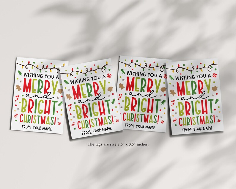 Christmas Gift Tags Printable Tags: Merry Bright Holiday Present Labels ...