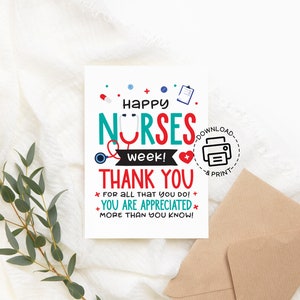 Nurse Appreciation Card, Happy Nurses Week Card Printable, Nurse ...
