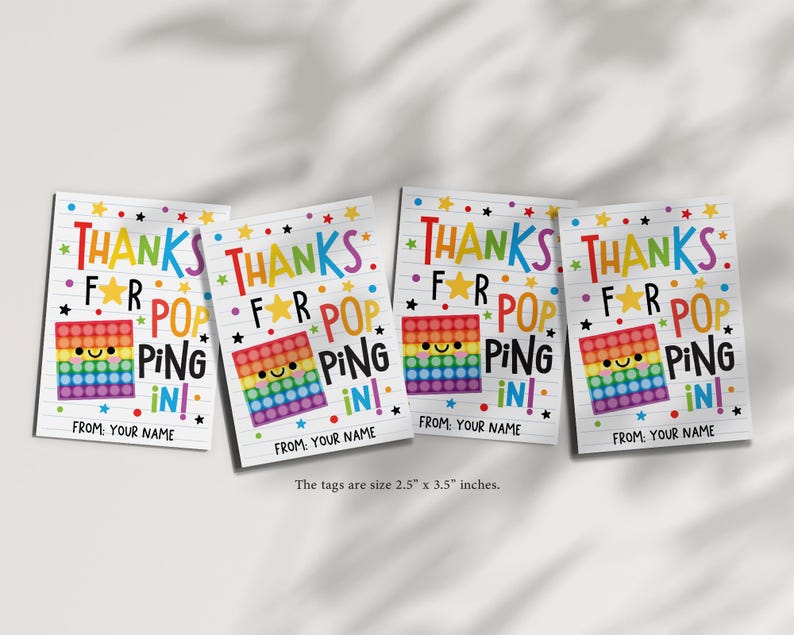 Pop It Gift Tags Printable: Rainbow Back to School Favor Tags (PDF ...