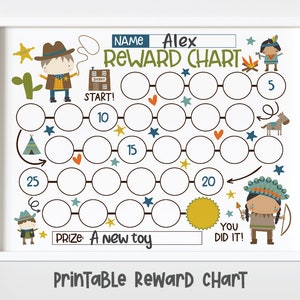 Printable Western Cowboy Reward Chart for Kids, Simple Kids Reward ...