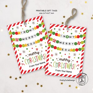 In My Merry Era Tag, Printable Christmas Friendship Bracelet Gift Tag ...