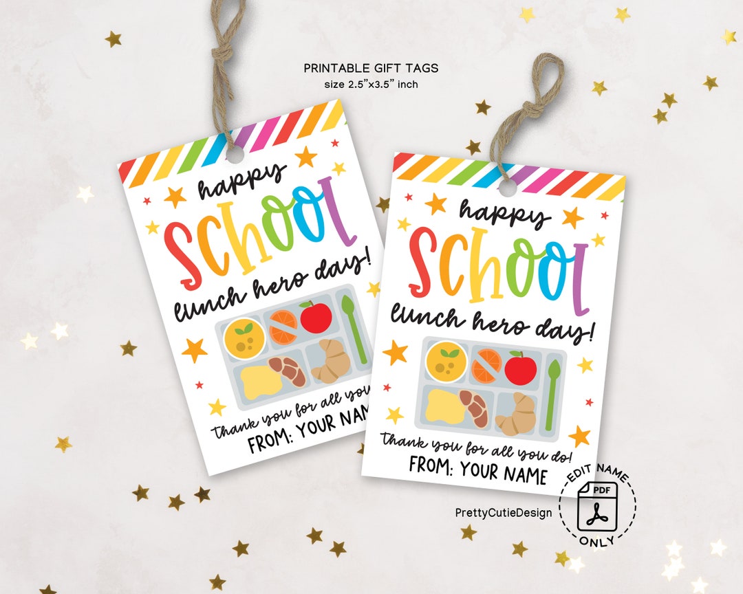 School Lunch Hero Day Gift Tag Printable, School Lunch Lady Tag, School ...